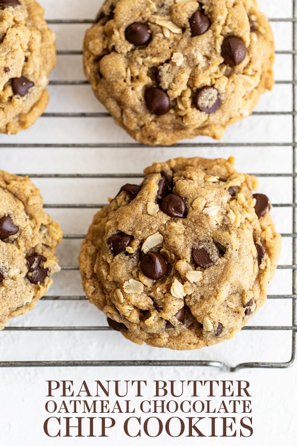 Peanut Butter Oatmeal Chocolate Chip Cookies Recipe - Handle the Heat