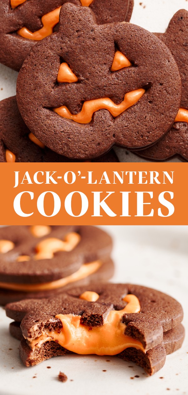 Jack-o'-Lantern Chocolate Sugar Cookies for Halloween - Handle the Heat