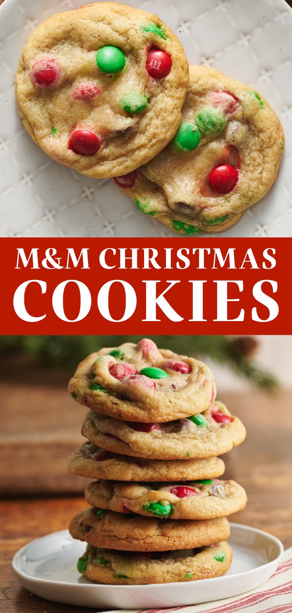 M&M Christmas Cookies | Chewy Christmas M&M Cookies