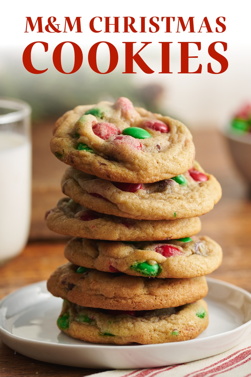 M&M Christmas Cookies | Chewy Christmas M&M Cookies