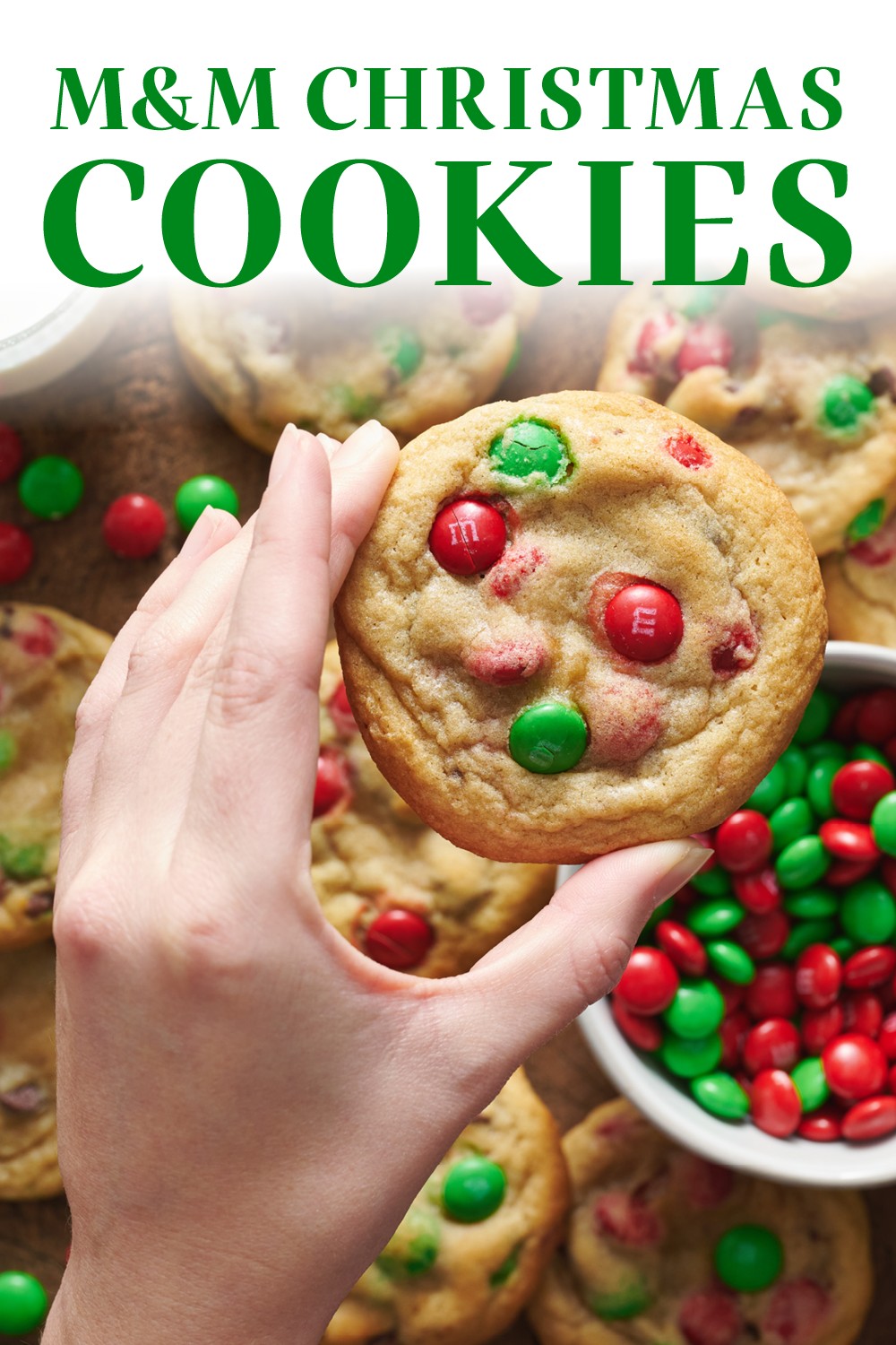 M&M Christmas Cookies | Chewy Christmas M&M Cookies