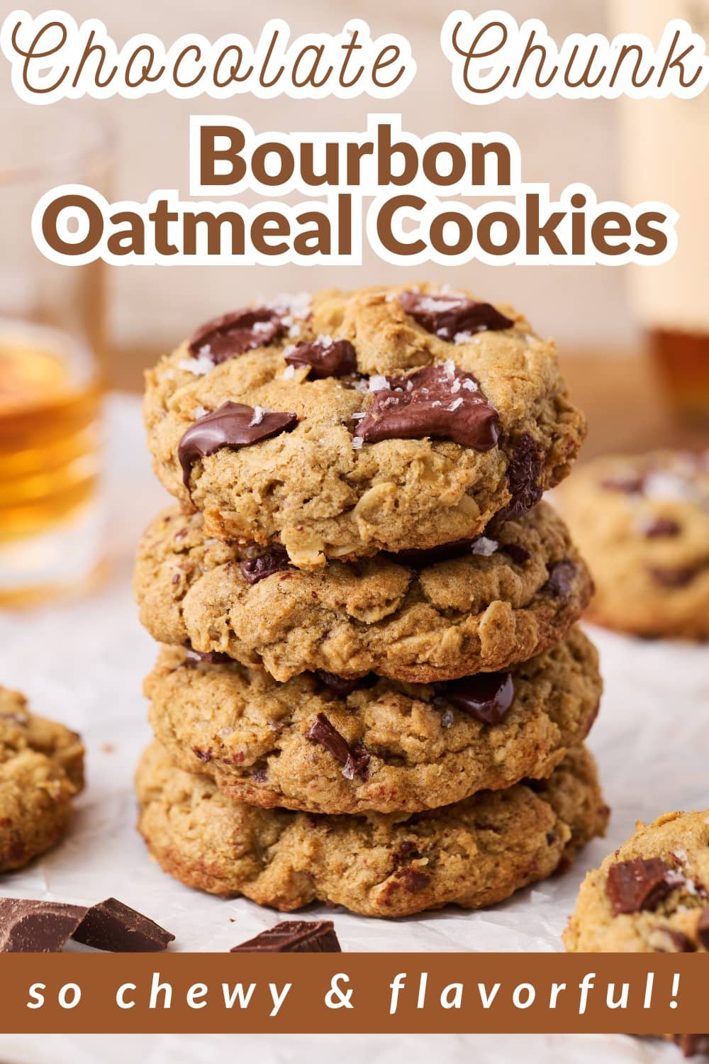 Bourbon Rye Oatmeal Chocolate Chunk Cookies - Handle the Heat