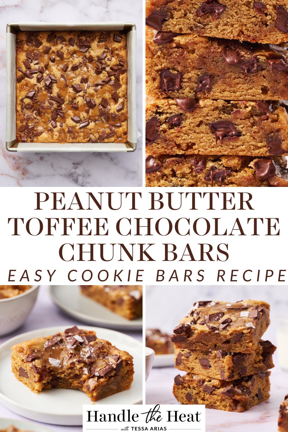Peanut Butter Toffee Chocolate Chunk Bars - Handle the Heat