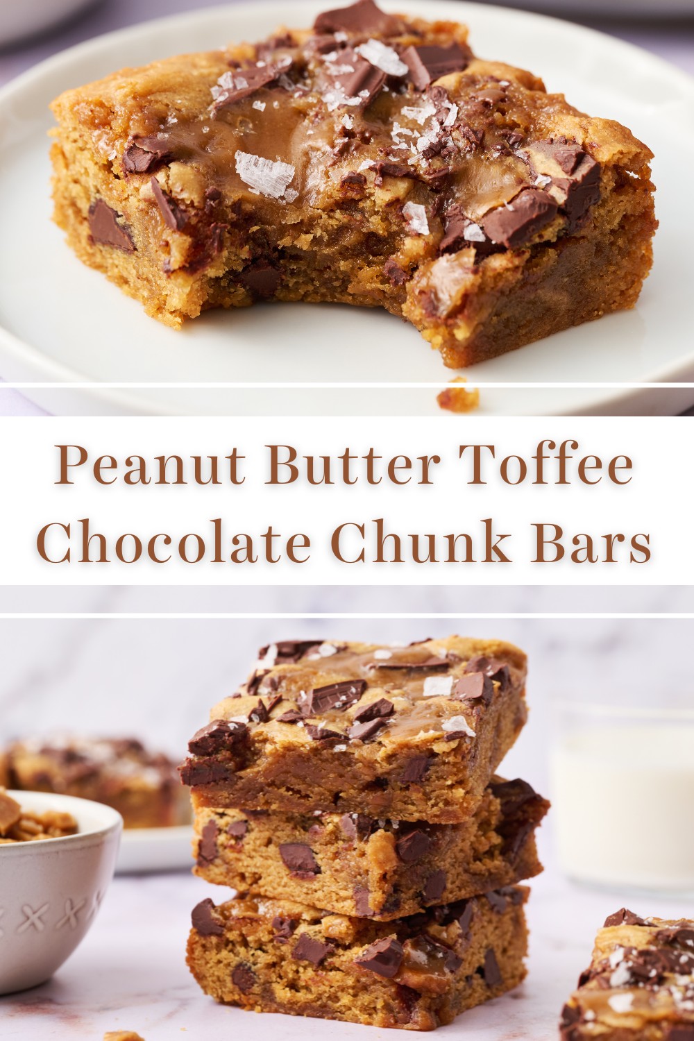 Peanut Butter Toffee Chocolate Chunk Bars - Handle the Heat