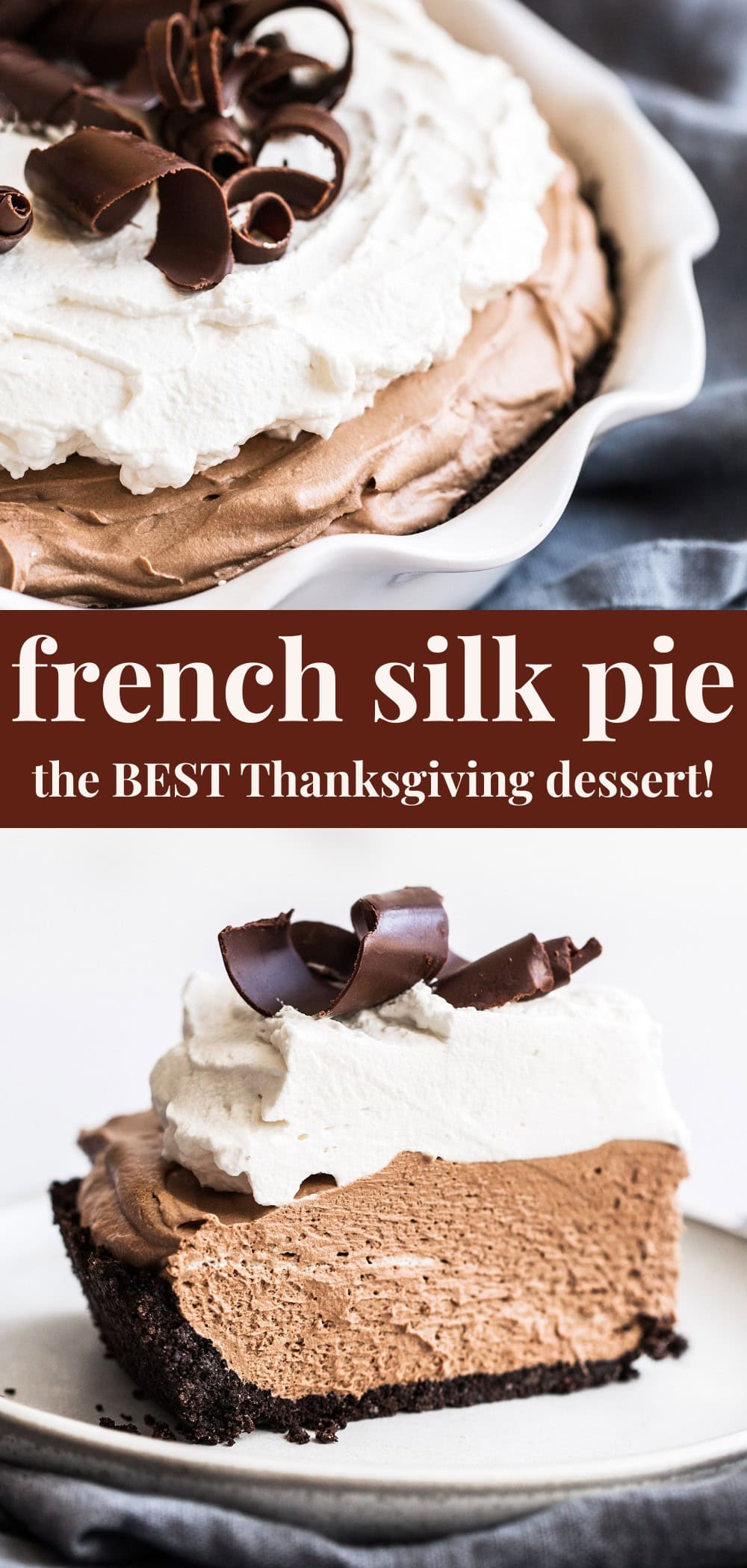 French Silk Pie (No Raw Eggs + Oreo Crust)